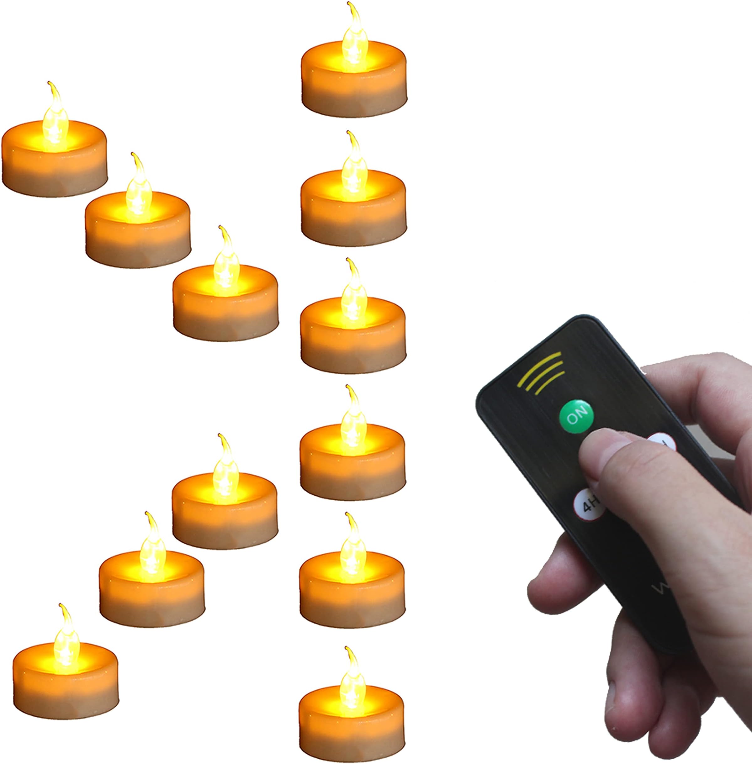 Wilrigir Remote Tealight Candles with 4H 6H 8H Timer,Amber LED ...