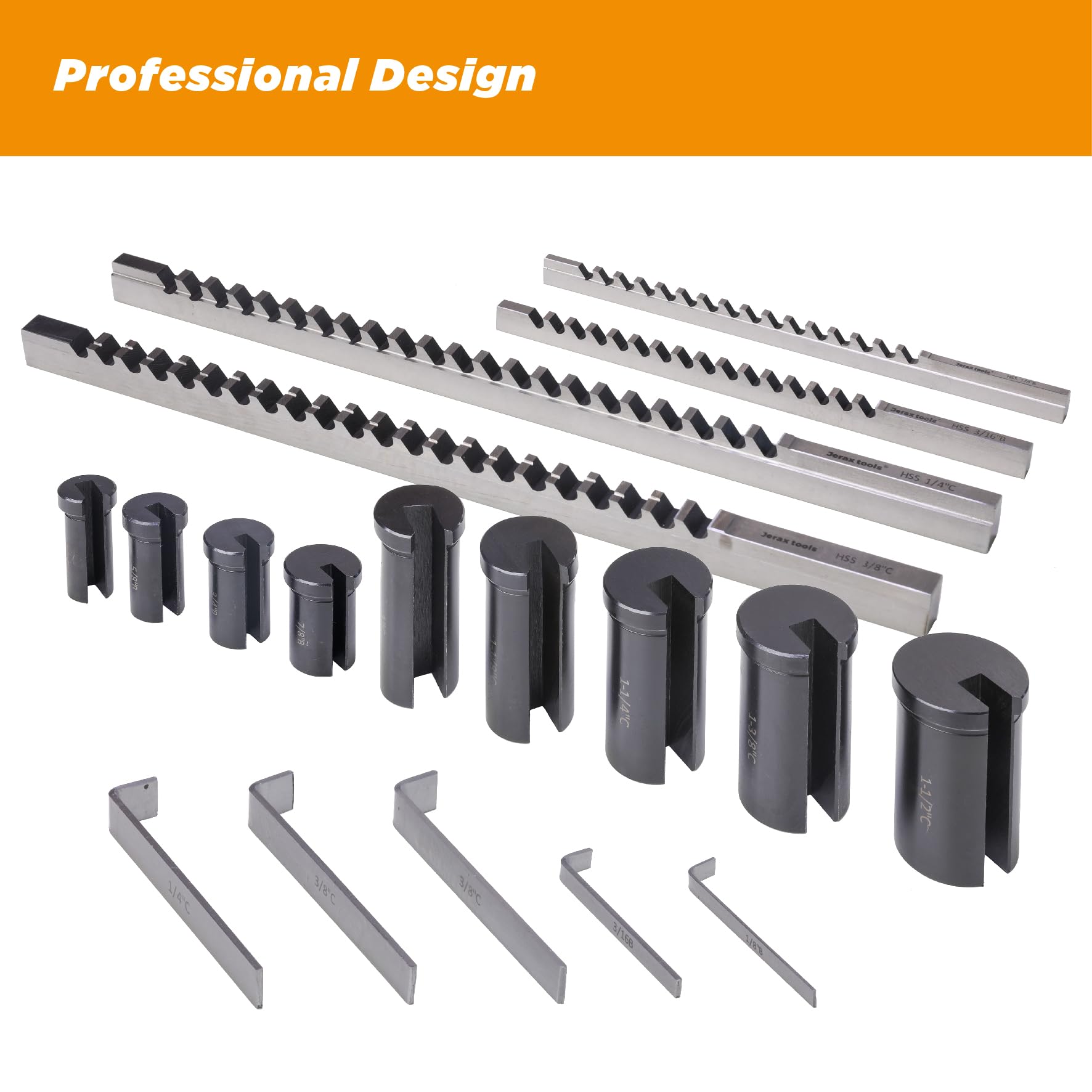 Snapklik.com : Jerax Tools No10 Keyway Broach Sets 18 Pcs Inch HSS ...