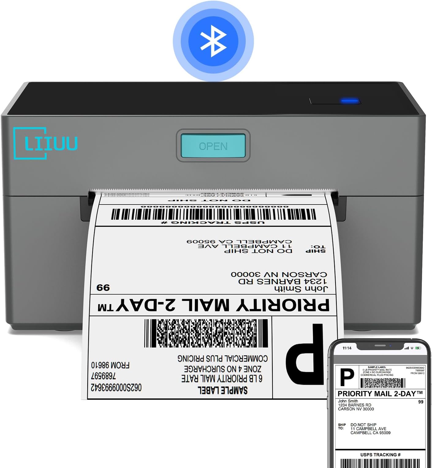 Amazon.com: Bluetooth Thermal Shipping Label Printer, 4x6 Label Printer ...