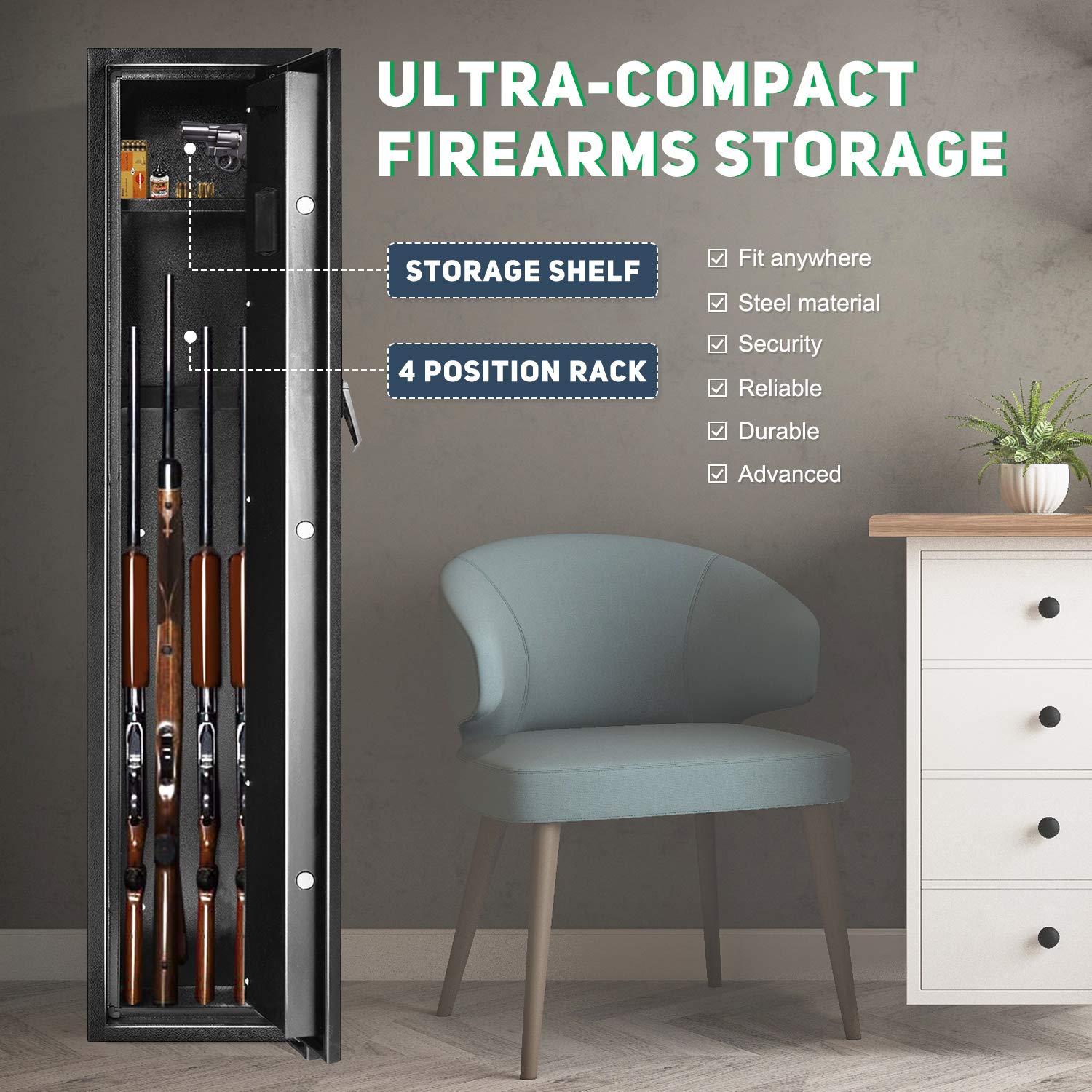 Buy Rifle Safe Gun Safe Quick Access, 4 Digital Rifle Gun safes for ...