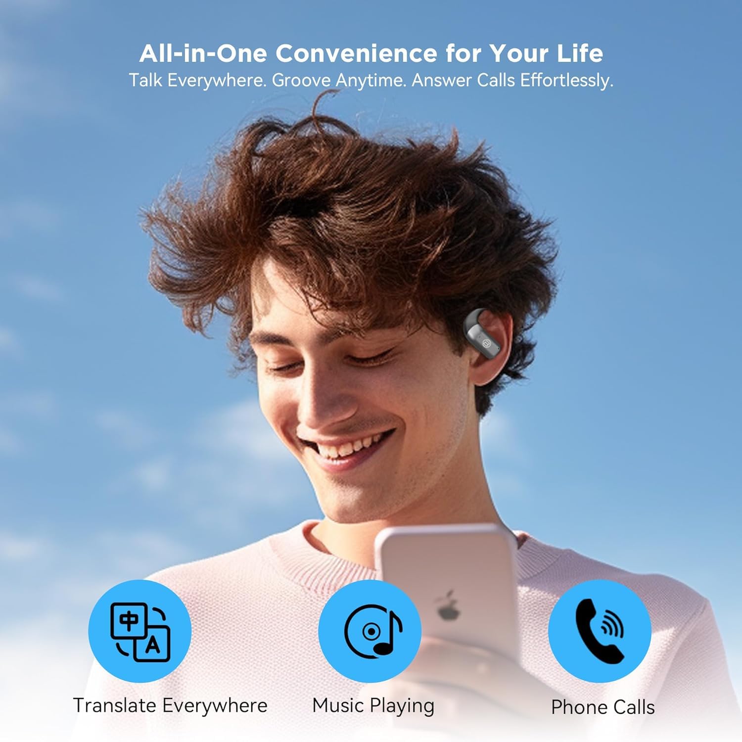 Snapklik.com : BUGANI Open Ear Headphones Wireless Earbuds