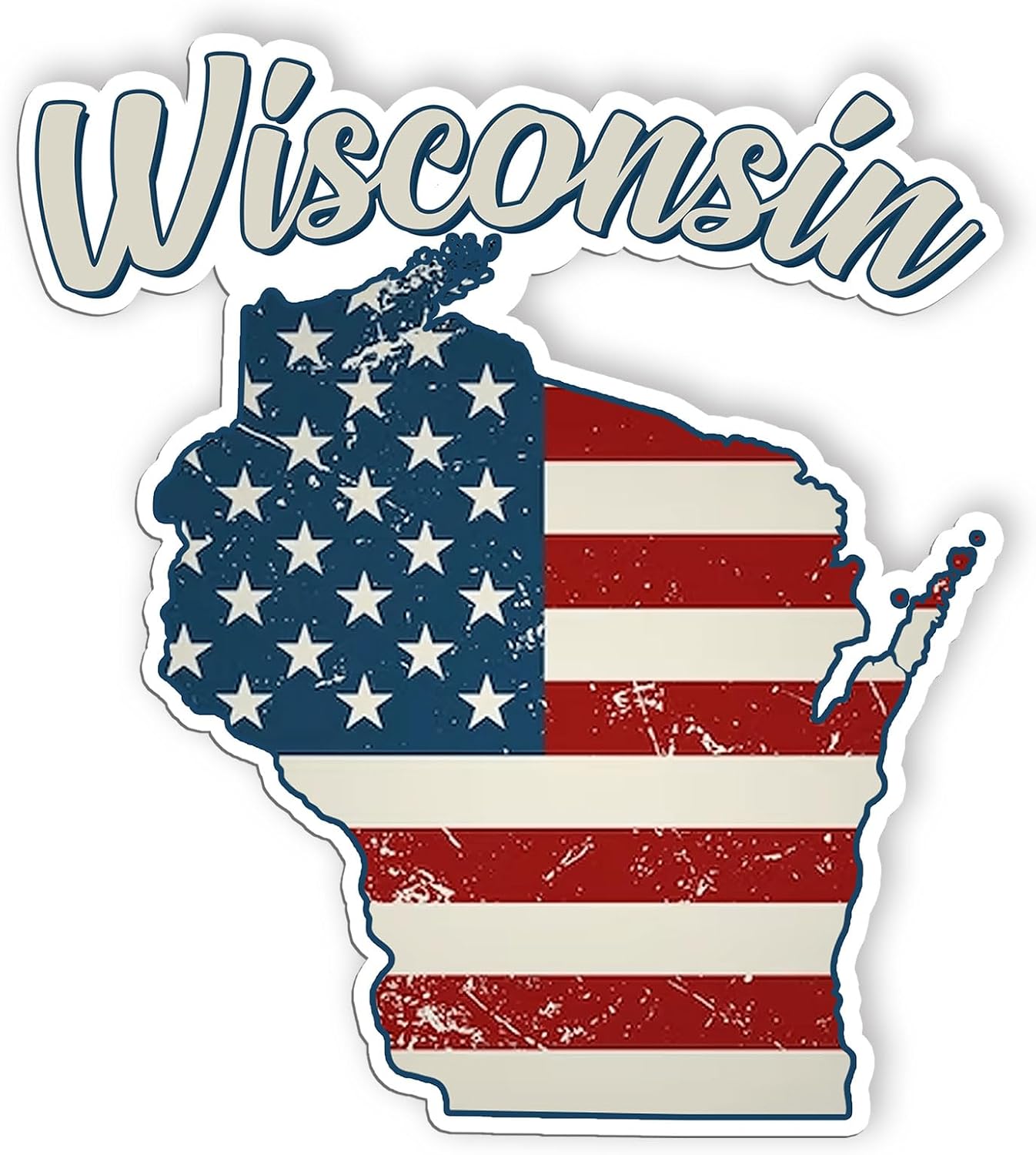 Amazon.com: Wisconsin Stickers US State Shaped Map Stickers, Vintage ...