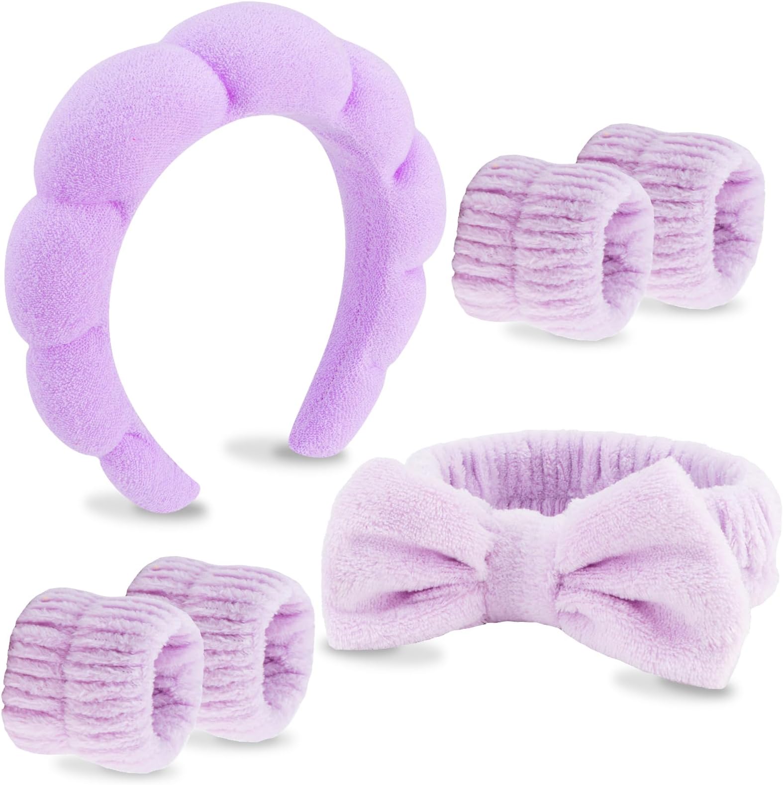 Amazon.com : VELSCRUN 6 Pack Purple Microfiber Bow Tie Hair Band Set ...