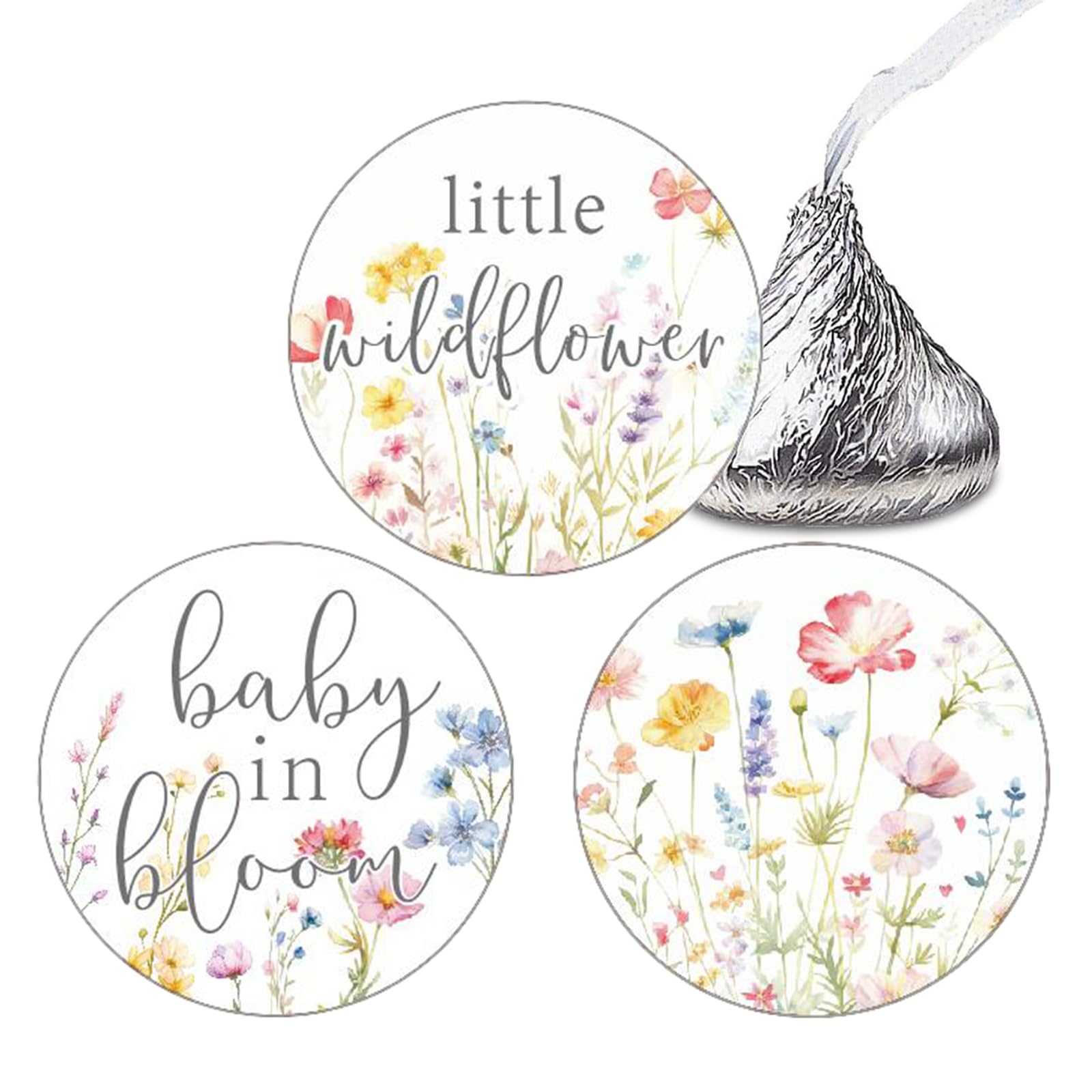 Amazon.com: Anwyll Little Wildflower Baby Shower Kisses Candy Stickers ...