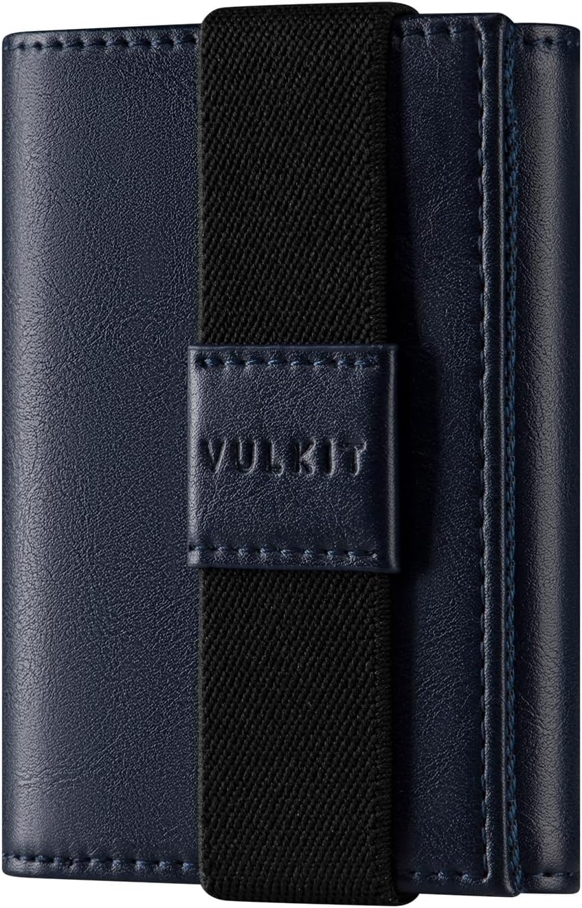 VULKIT Men's Minimalist Leather Wallet RFID NFC Protection Wallet for ...