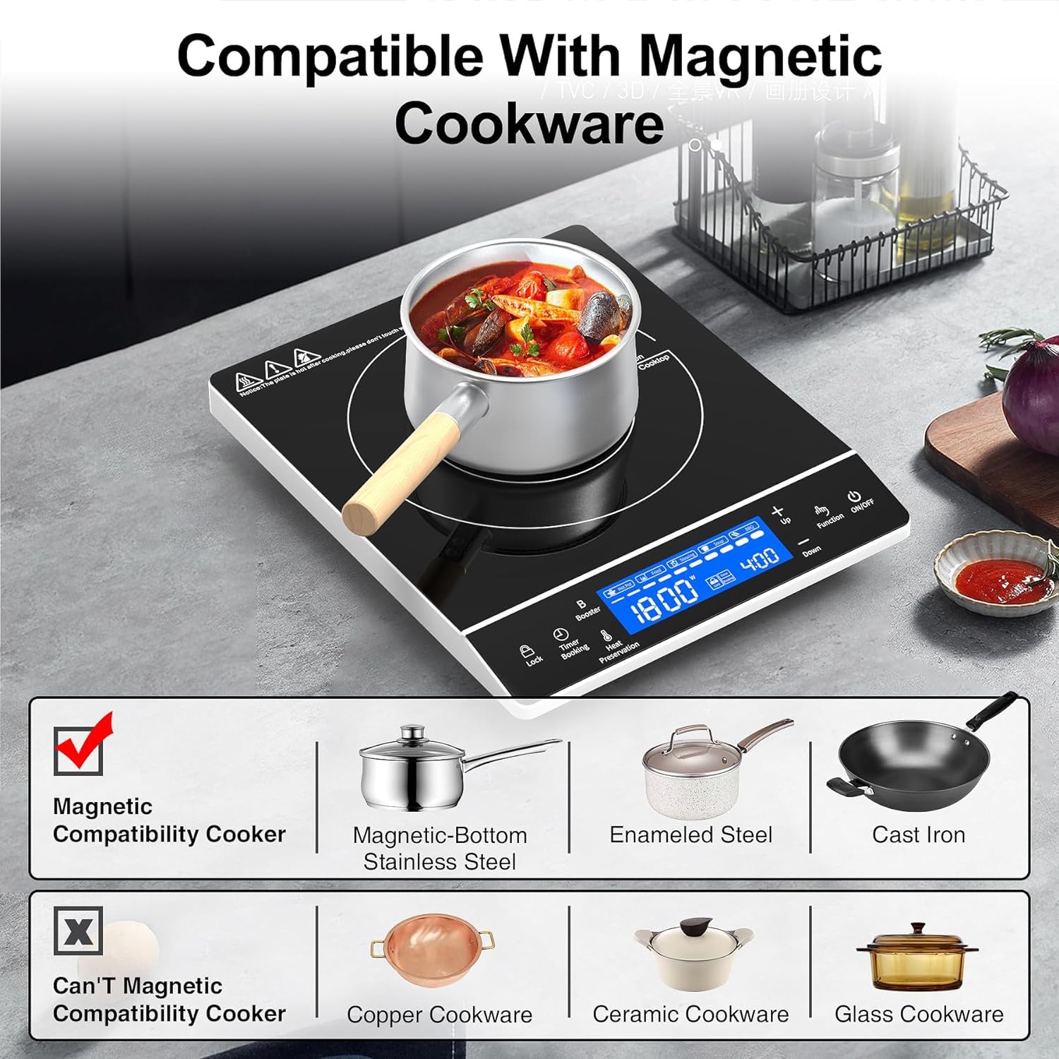 Snapklik.com : VBGK Induction Cooktop,1800W Hot Plate For Cooking ...