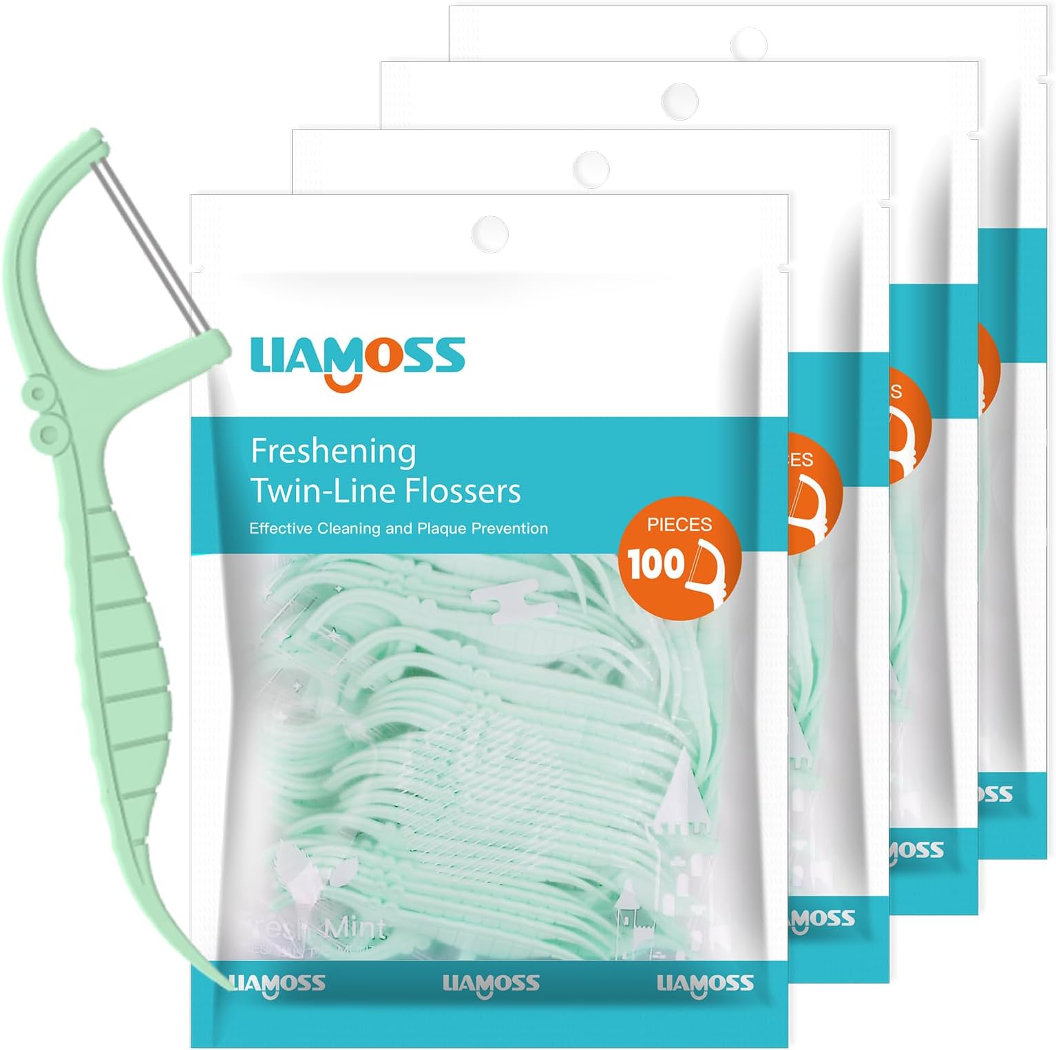 Amazon.com : Mint Flavor 400 Count Dental Flossers,LIAMOSS Double ...