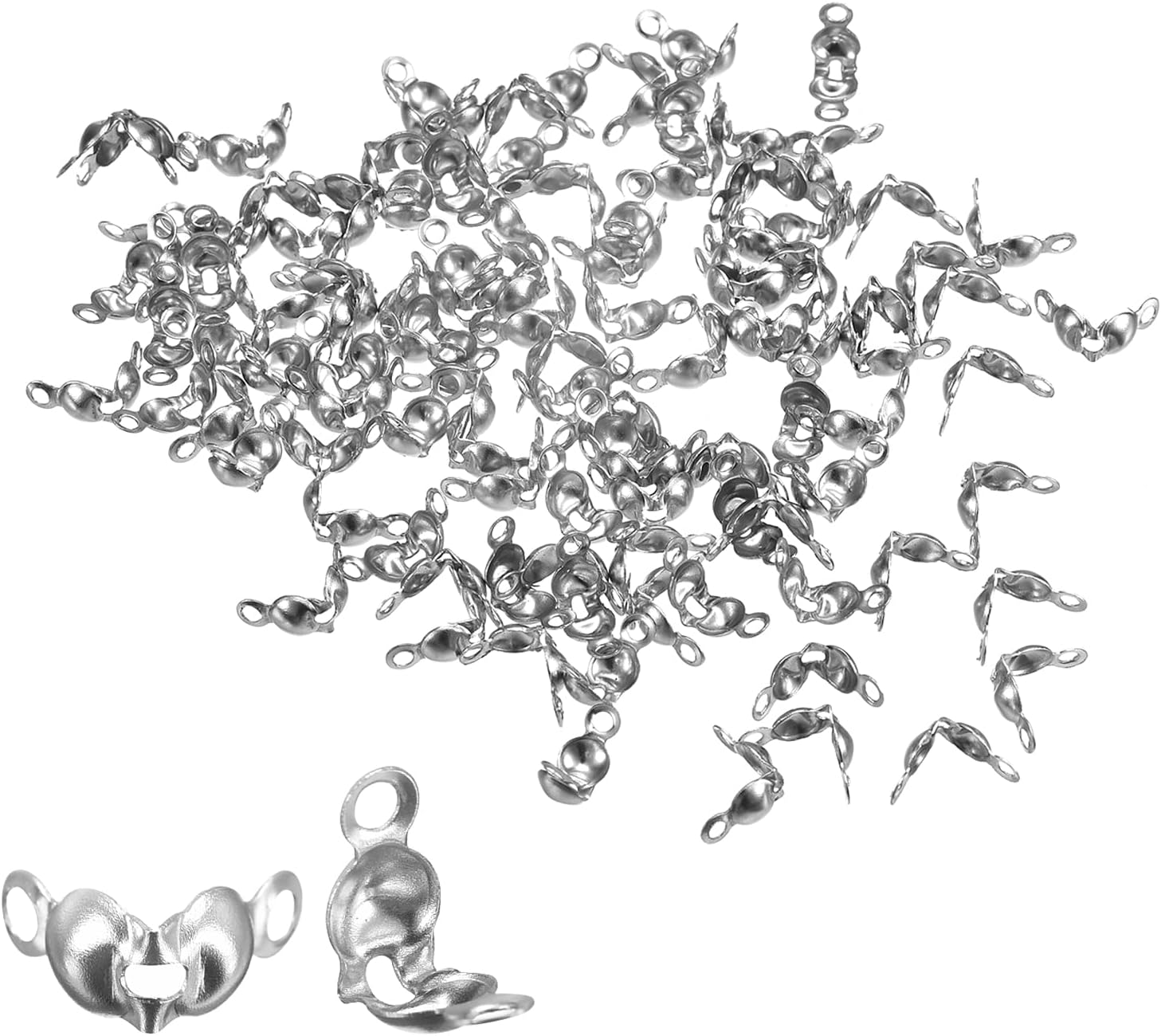 Amazon.com: uxcell 200Pcs Open Bead Tips Knot Covers, 1.5mm Metal ...