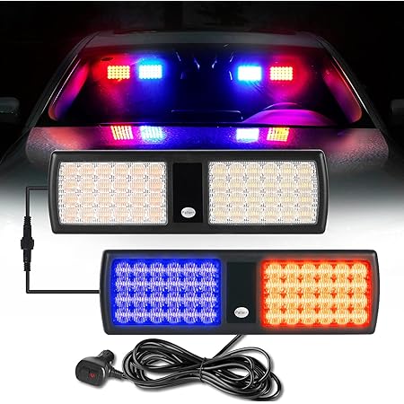 Amazon.com: Xprite Red/Blue LED Visor Strobe Flashing Lights Interior ...