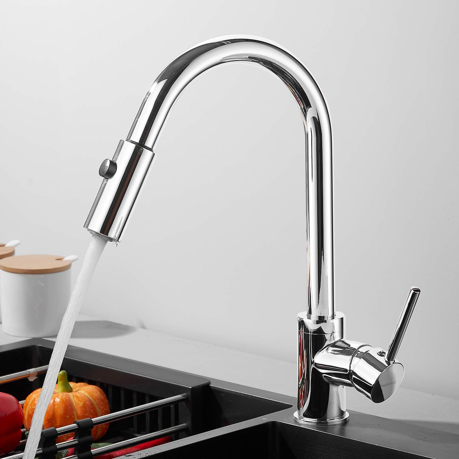 THEEIERCE Kitchen Sink Tap, 360° Swivel Kitchen Mixer Taps with Pull ...