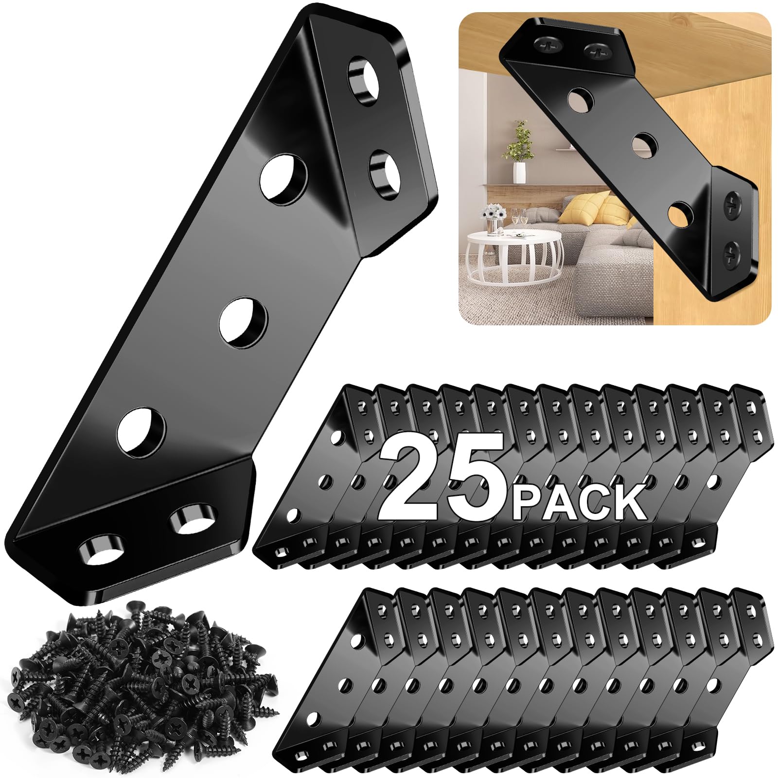 Amazon.com: MAPVOLUT 25PCS Corner Brackets for Wood with 150 Screws ...