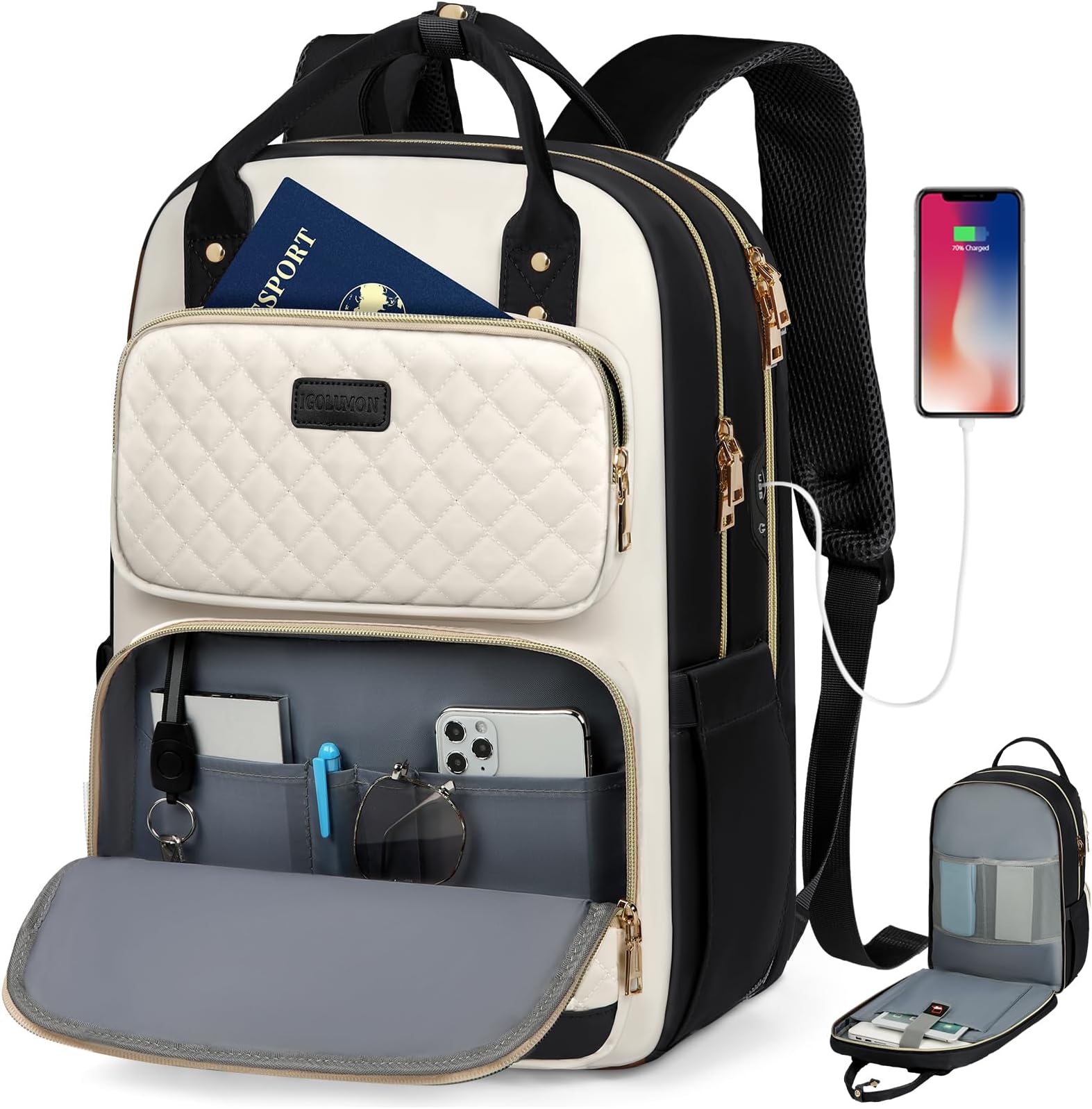 IGOLUMON Mochila Mujer para Laptop de 15,6 Pulgadas Mochila de Viaje de ...