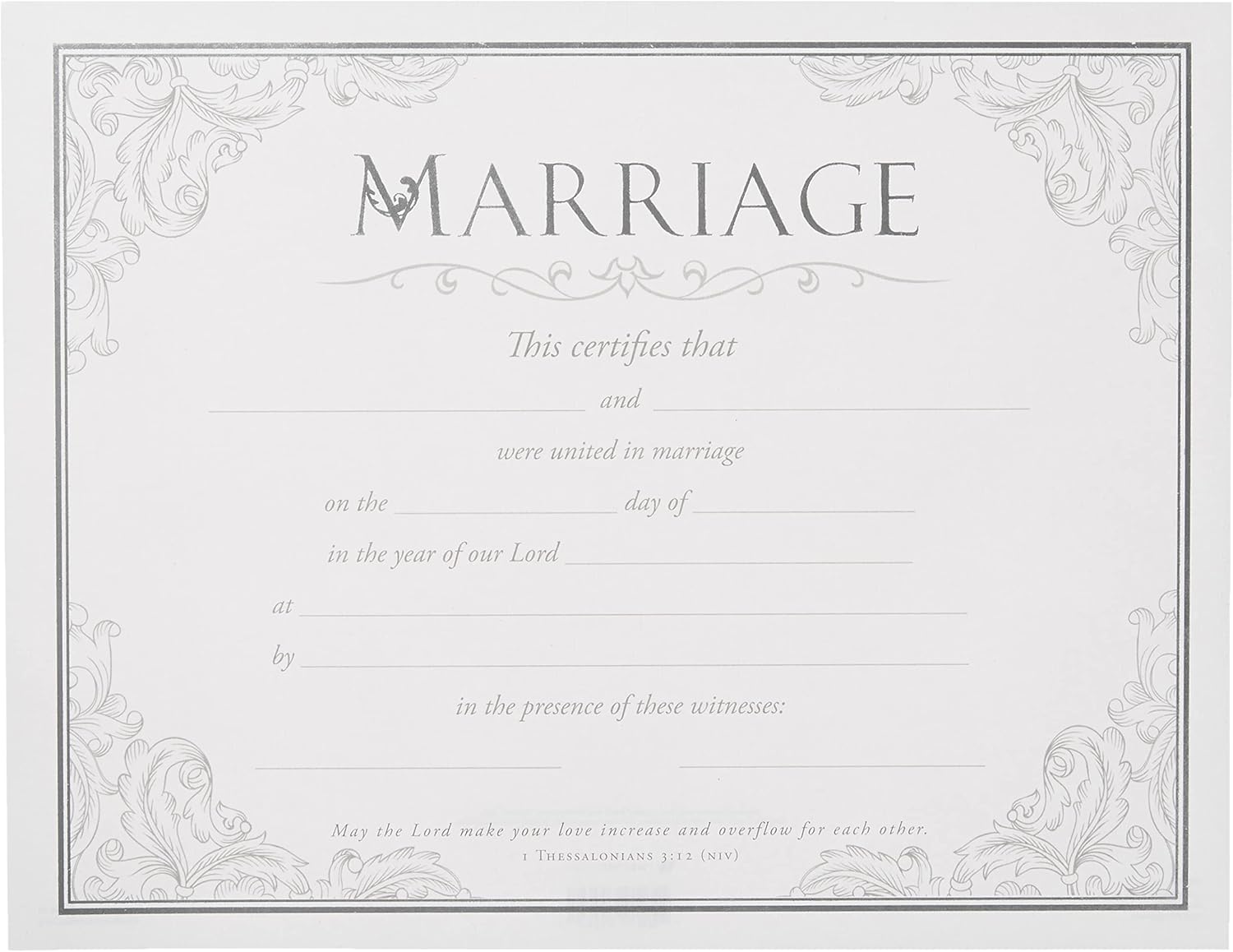 Amazon.com : Marriage Certificate (Pk of 6) - Premium, Silver Foil ...