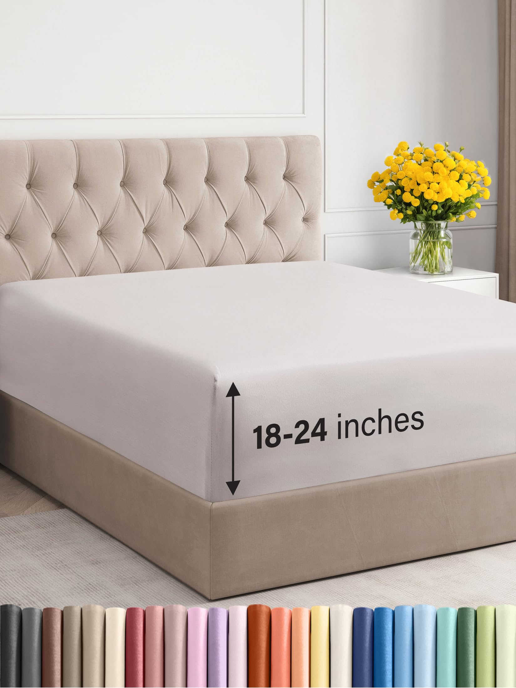 Amazon.com: Extra Deep Full Fitted Sheet - Hotel Luxury Single Fitted ...