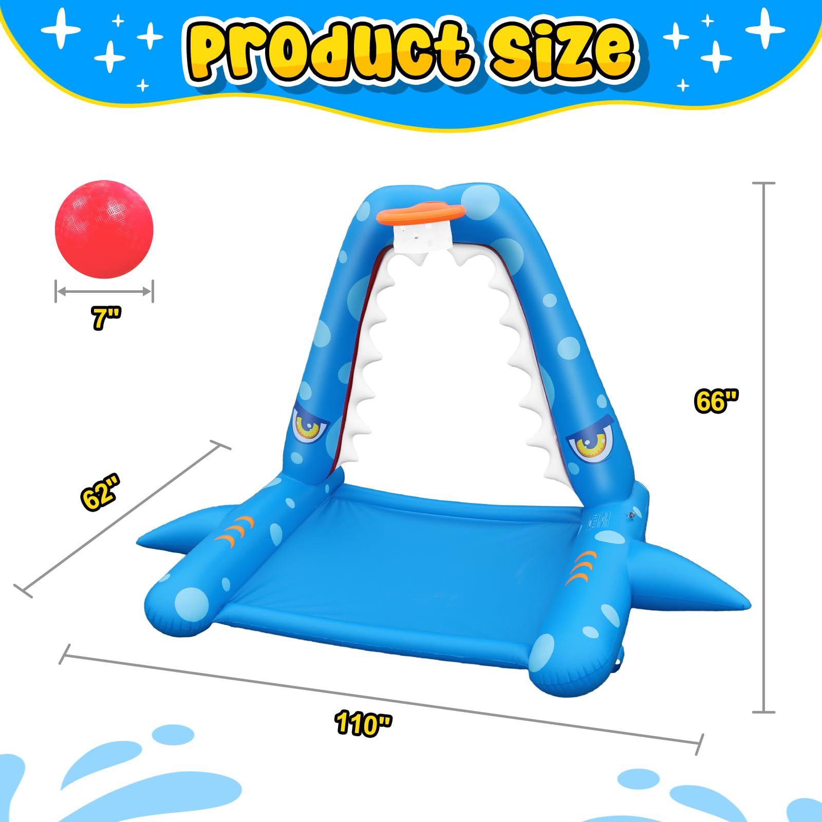 Sprinkler for Kids Outdoor Play, Giant Inflatable Shark Water Toys ...