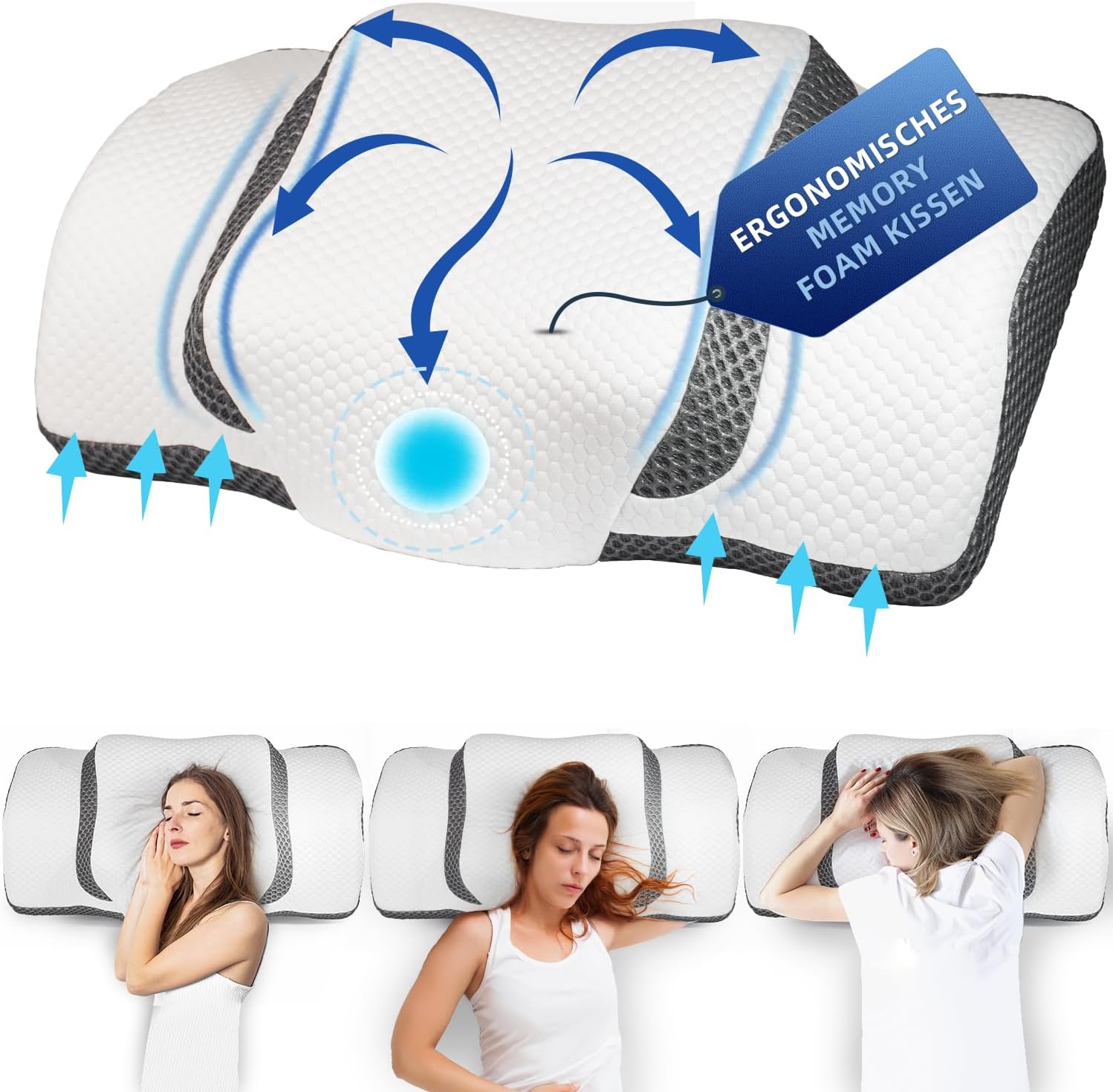 Derila Ergo Nackenkissen Kopfkissen, Memory Foam Kissen ...