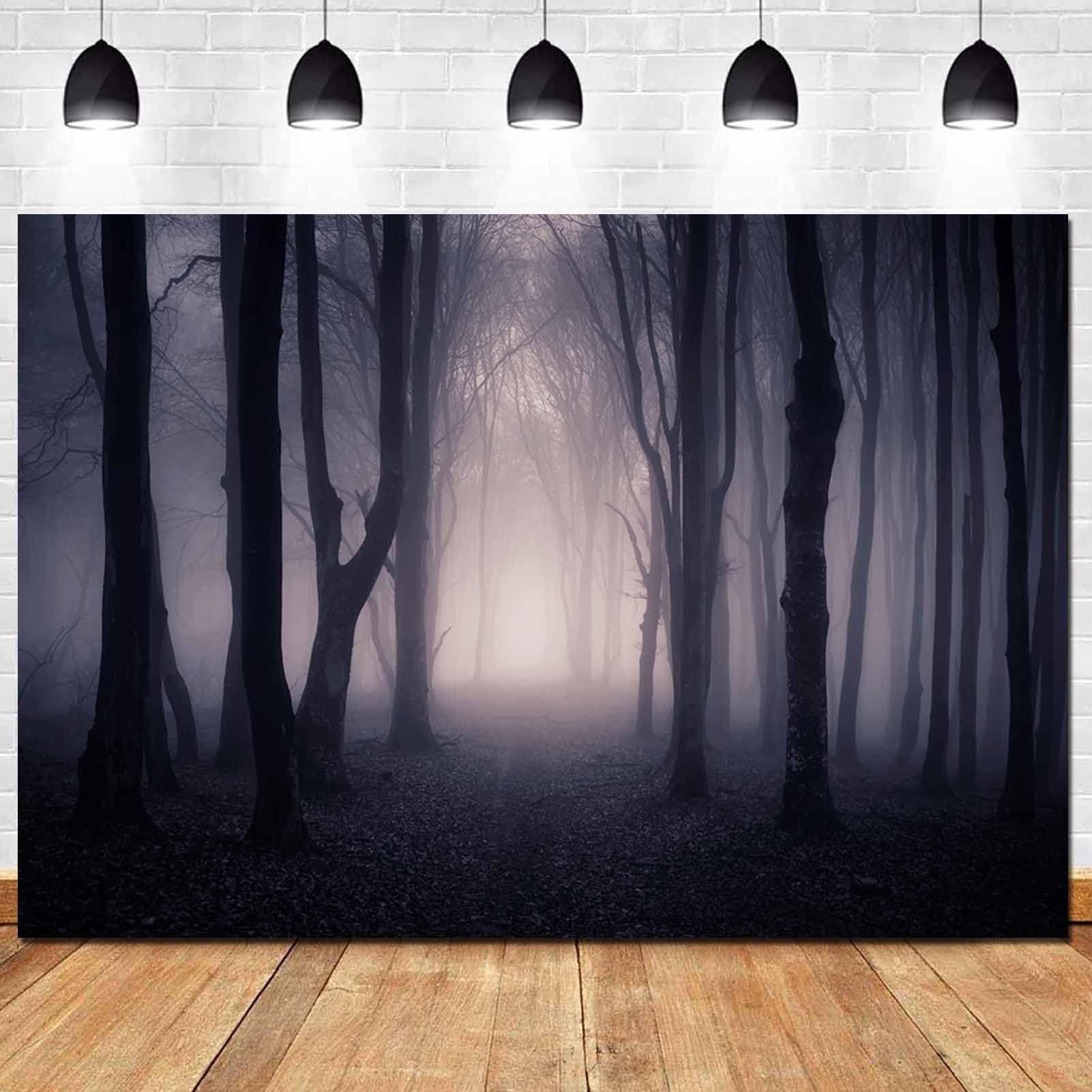 Amazon.com : Halloween Theme Backdrop Vintage Scary Spooky Forest Foggy ...