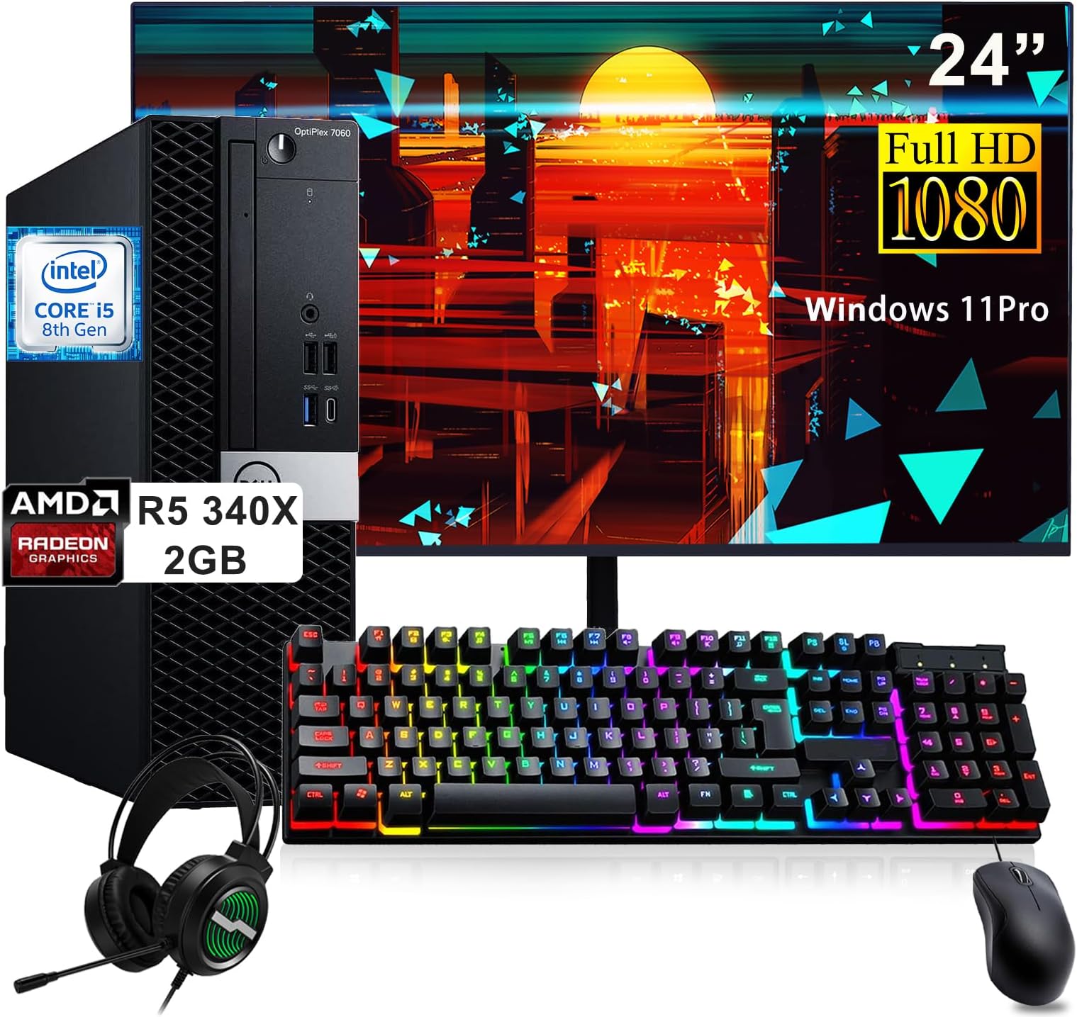 Amazon.com: Dell OptiPlex 7060 Mini Desktop Computer with 24" FHD ...