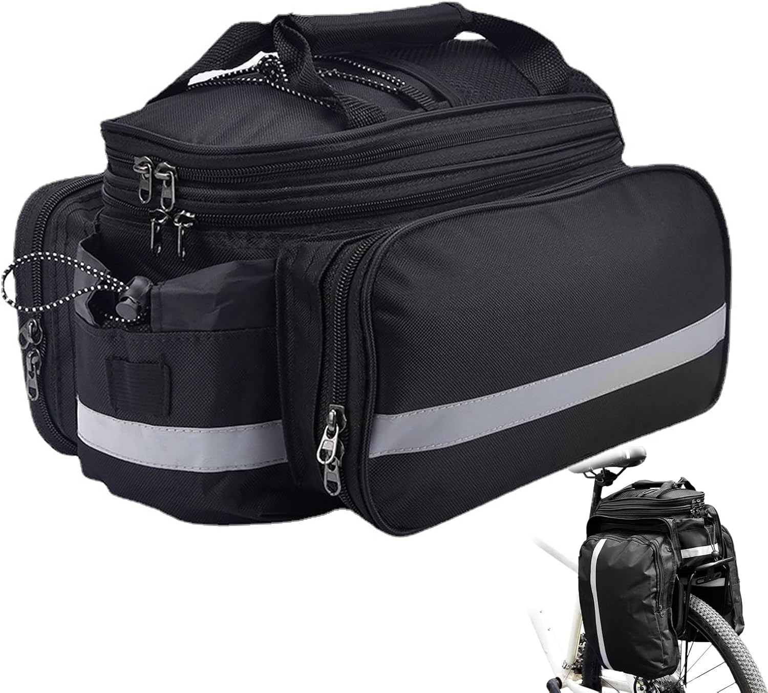 Amazon.com: MTNSPTCR Oversized Rear Bike Rack Bag with Rain Sleeves ...