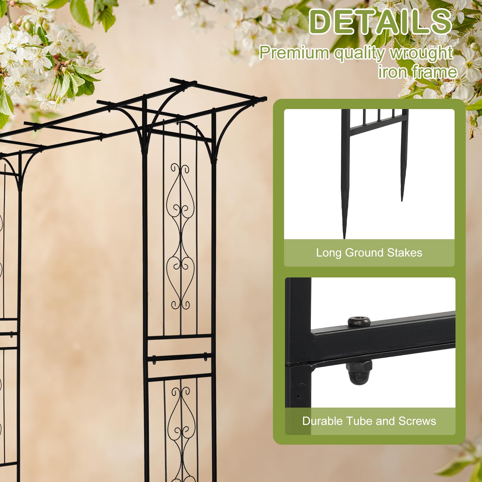 Snapklik.com : 7Ft Garden Arch Arbor, Steel Frame Stand Trellis, Arbour ...