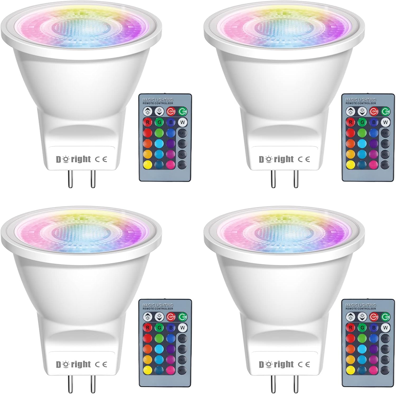 DoRight MR11 GU4 Colour Changing LED Bulb 2W, Dimmable GU4 Bi-Pin RGB ...