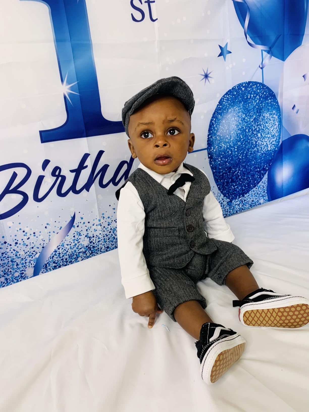 1st Birthday Banner, Blue Newborn Boys First Birthday Backdrop 1st ...