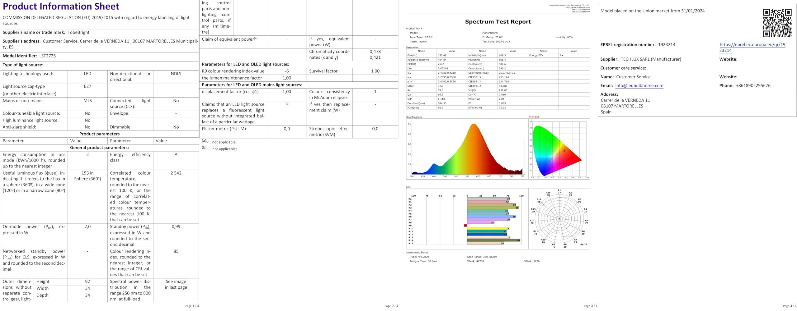 TobeBright Vintage E27 LED Edison Screw Bulb 20W Equivalent,2W ST58 ...