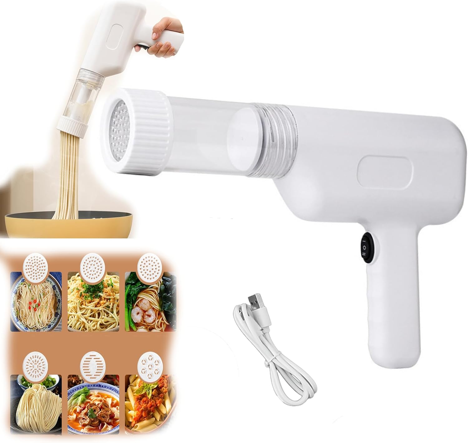 Amazon.com: Handheld Electric Pasta Maker Machine - 6-in-1 Cordless ...