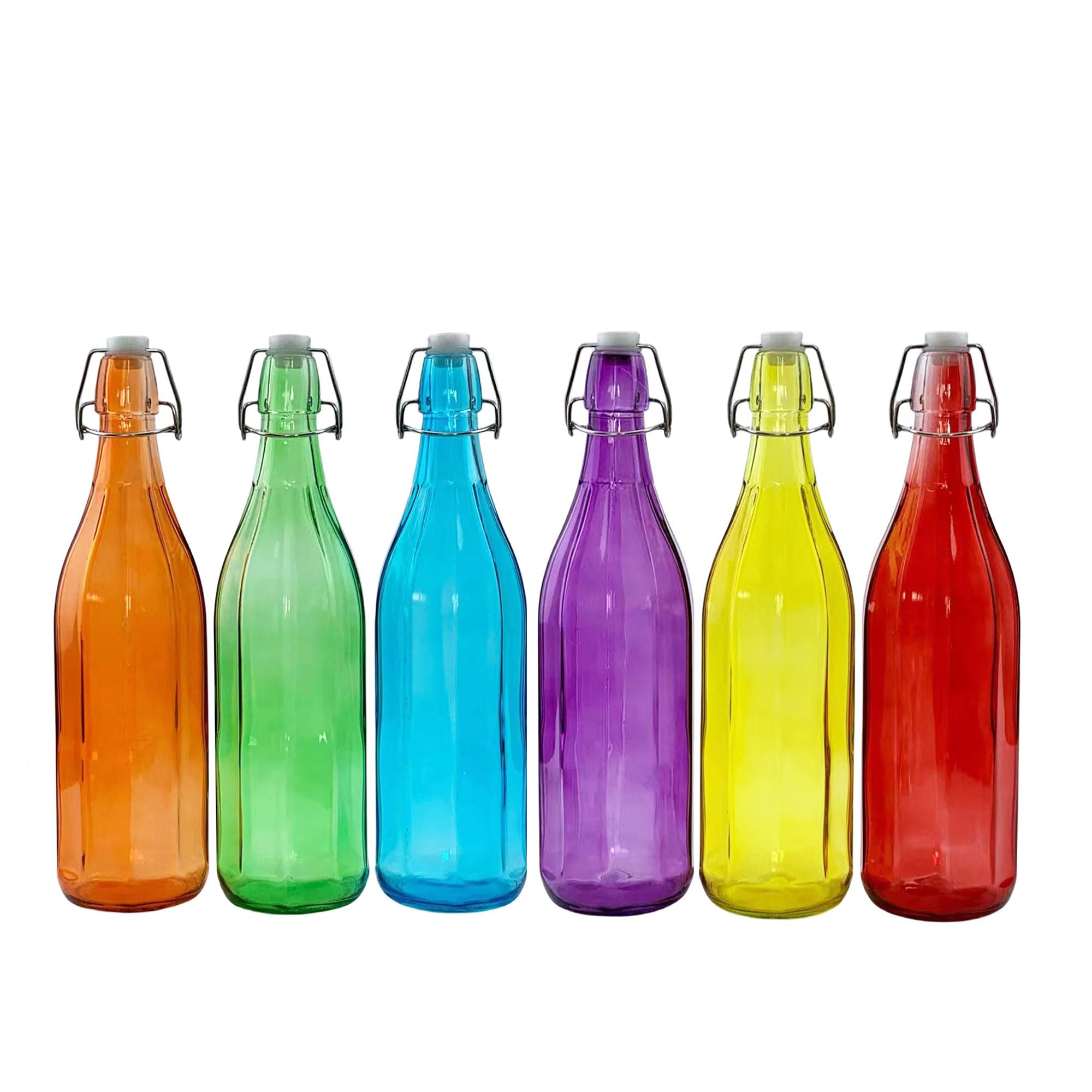 simpa Vintage Style Mix Colour Glass Bottles with Swing Top Lids ...