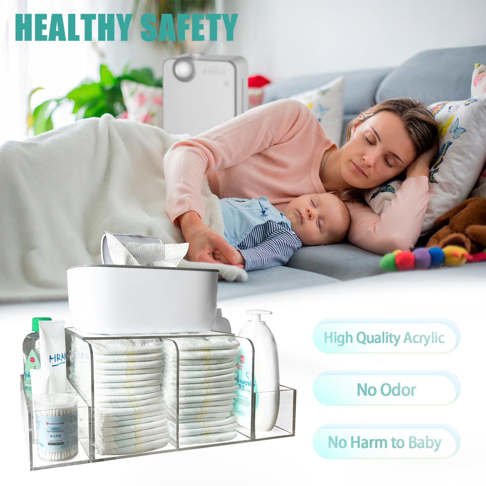 Snapklik.com : Acrylic Diaper Caddy, Baby Changing Table Organizer ...