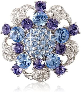 Amazon.com: Blue Xmas Snowflake Crystal Brooch Pin Silver Tone for Her ...