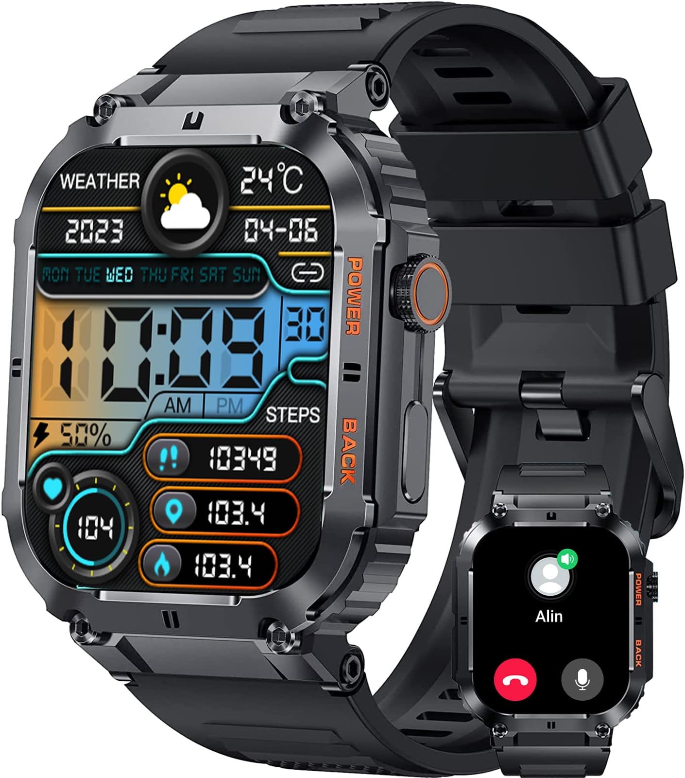 Amazon.com: KACLUT Smart Watch,100M Waterproof Rugged Military ...