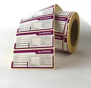 Food Allergen Labels 1000pcs Roll of Food Allergen Stickers - Food ...