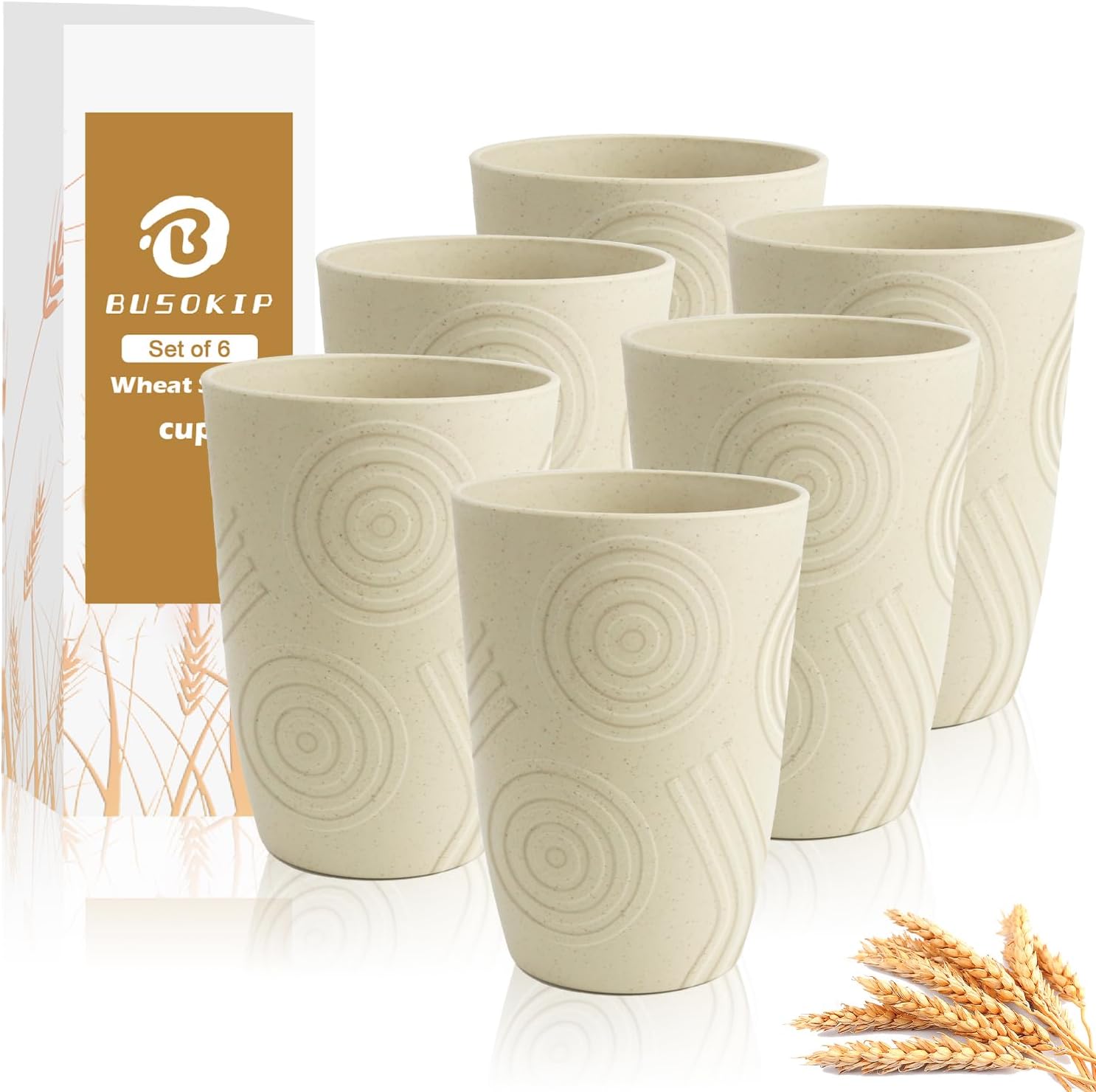 Amazon.com: 66 Pcs Wheat Straw Plastic Cups 12 oz Reusable Drinking ...