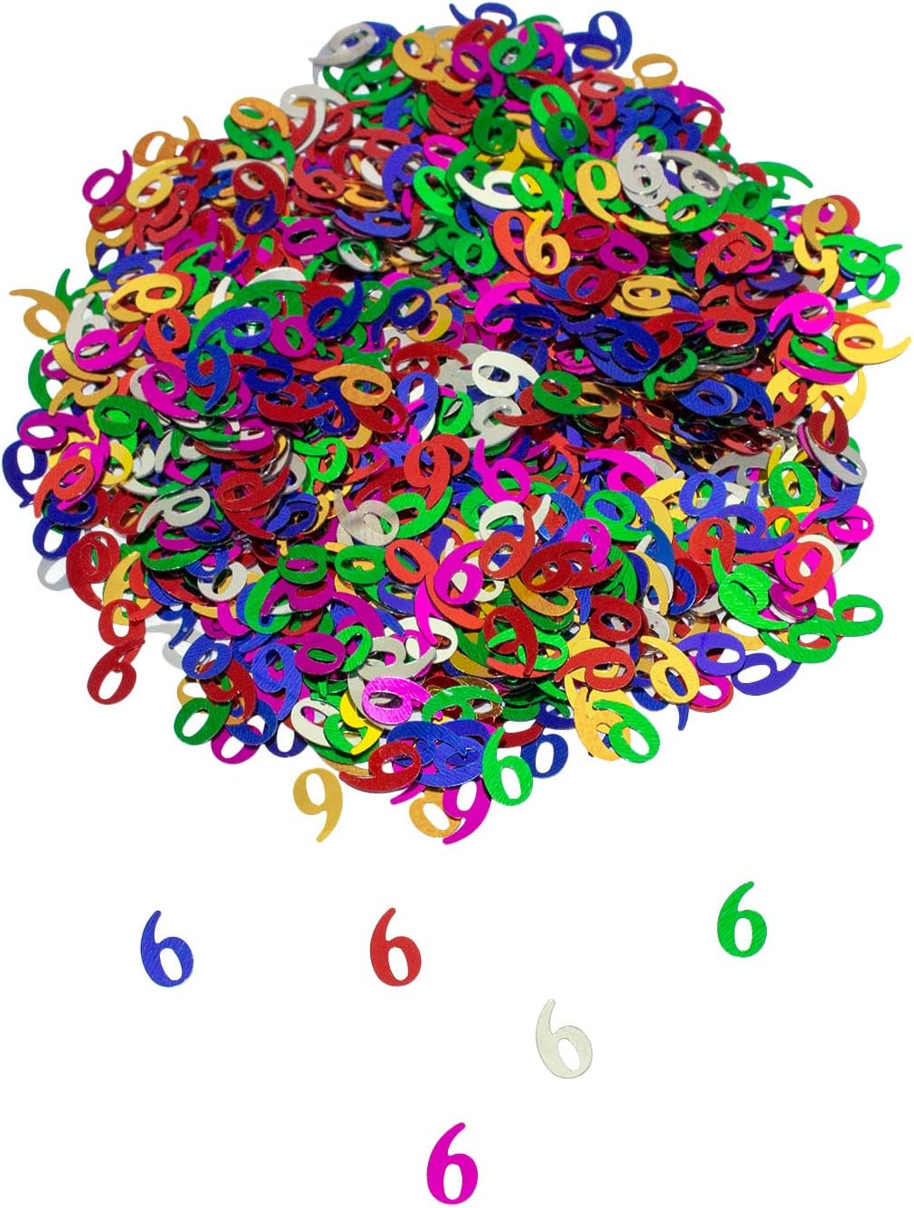 Oblique-Unique® Confetti Number 6 Colourful 6th Birthday Anniversary ...