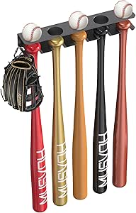 MUSVOH Baseball Bat Wall Mount Baseball Holder and Bat Rack Metal ...