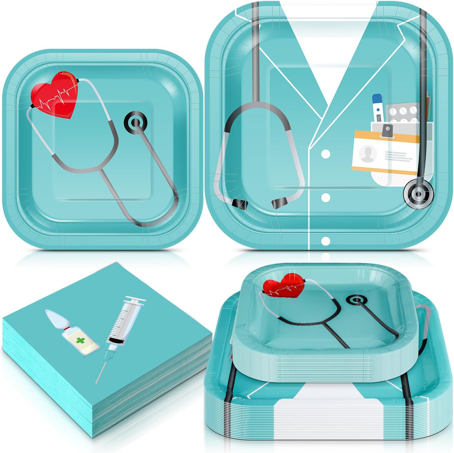 Amazon.com: Maxcheck 200 Pcs Nurse Graduation Party Supplies Plates and ...