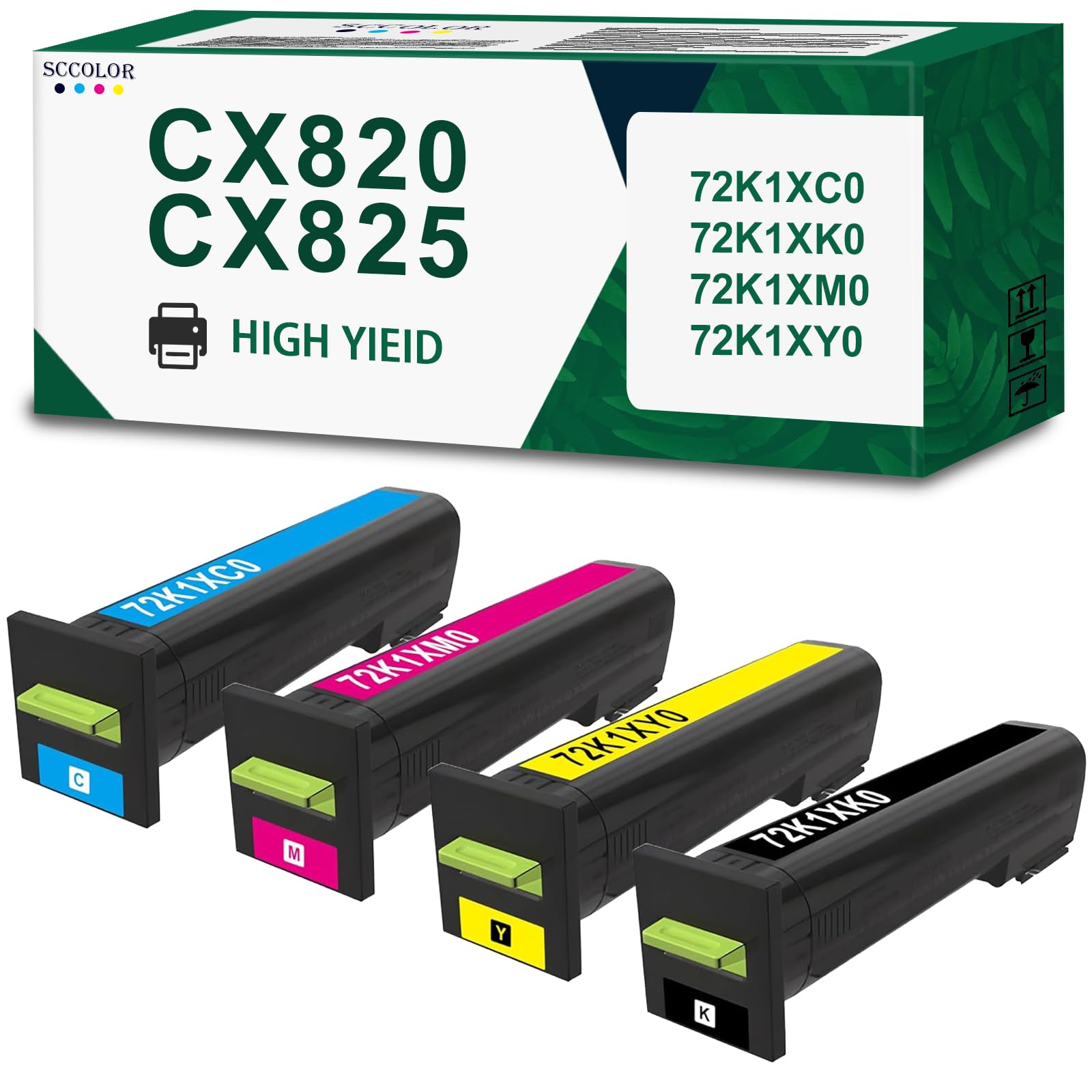 Amazon.com: CX825 CS820 Toner Remanufactured CX820 Toner Cartridge Set ...