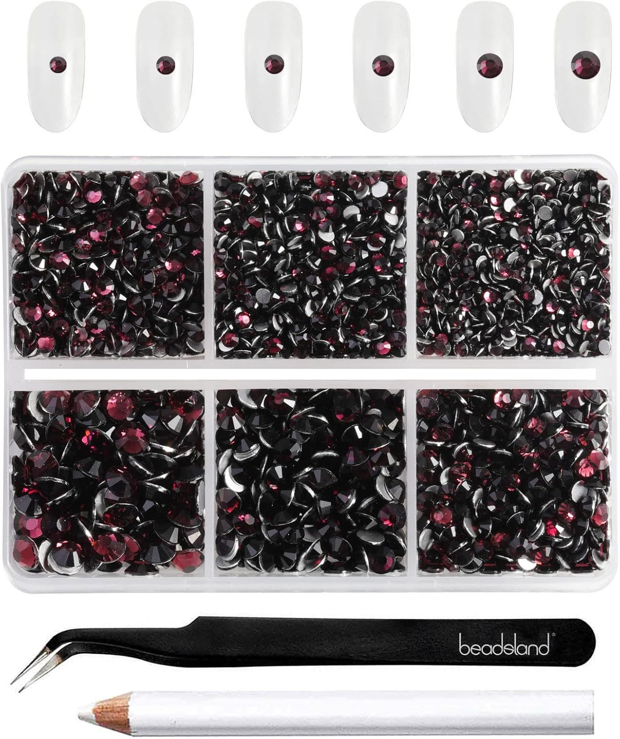 Amazon.com: Beadsland 4300pcs Flatback Rhinestones,Burgundy Rhinestones ...