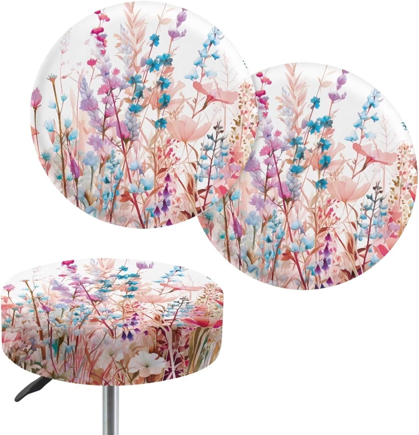 Amazon.com: KUIFORTI 2 Pcs Round Bar Stool Cover Set Colorful Floral ...