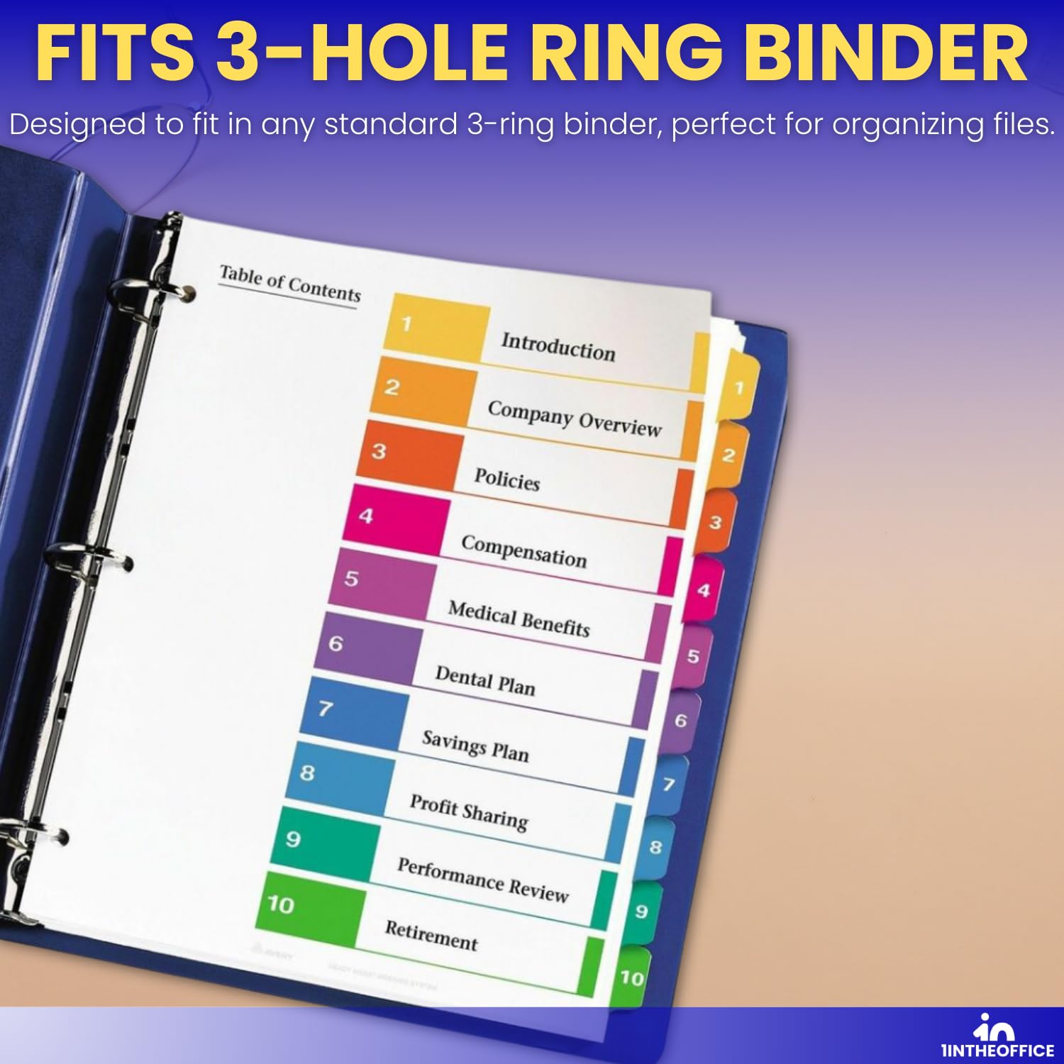 Snapklik.com : 1InTheOffice 3 Ring Binder Dividers