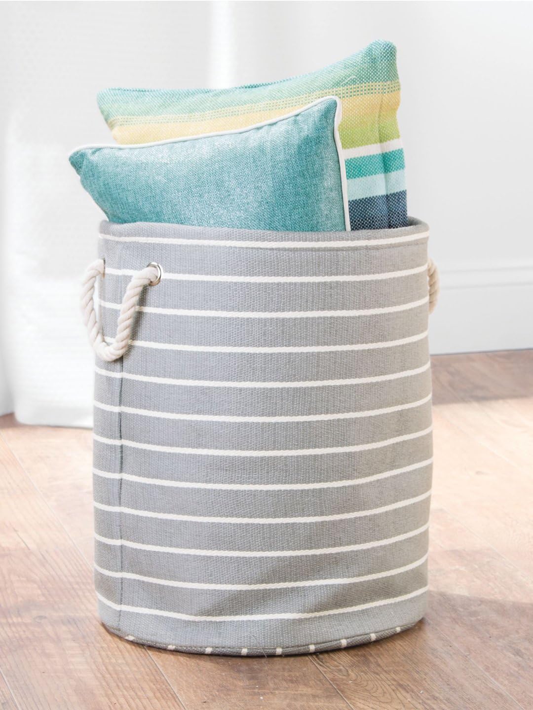 Amazon.com - InterDesign Luca Fabric Storage, Round Bin with Handles ...