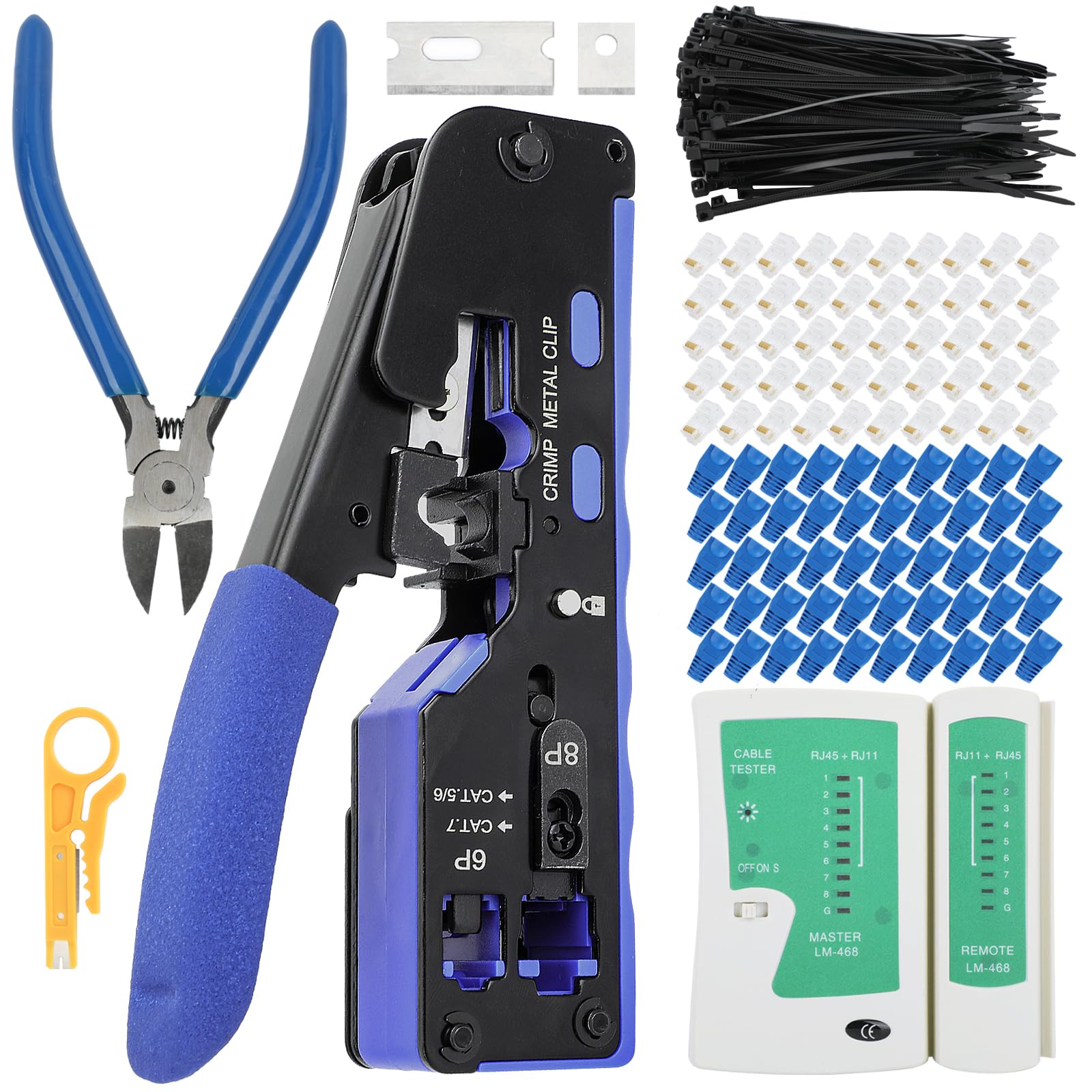 Ethernet Cable Crimping Tool Kit Upgraded Rj45 Crimp Tool Kit ...
