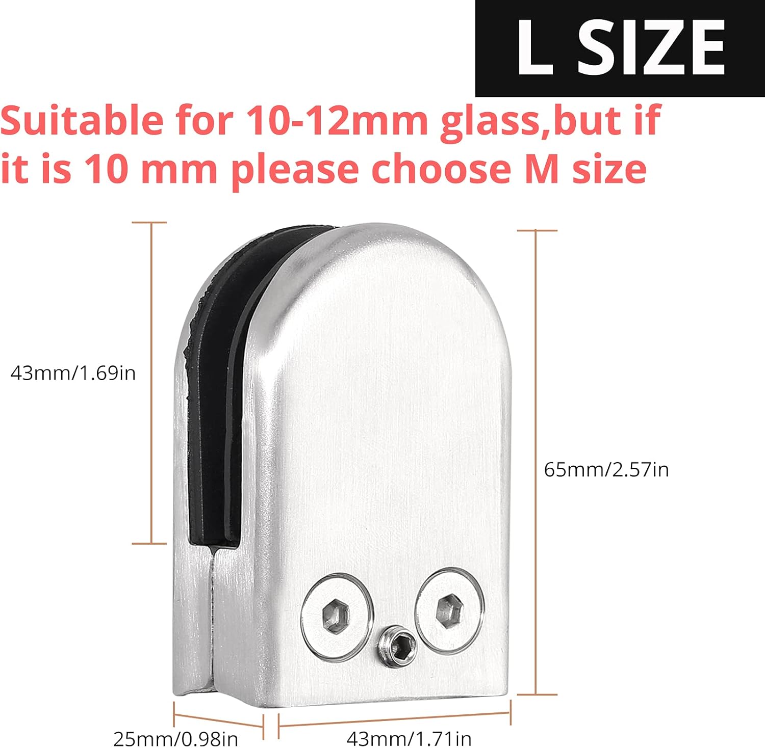 Glass Clamps, Kamtop Arc Bottom Glass Clamp Stainless Steel 304 10-12mm ...