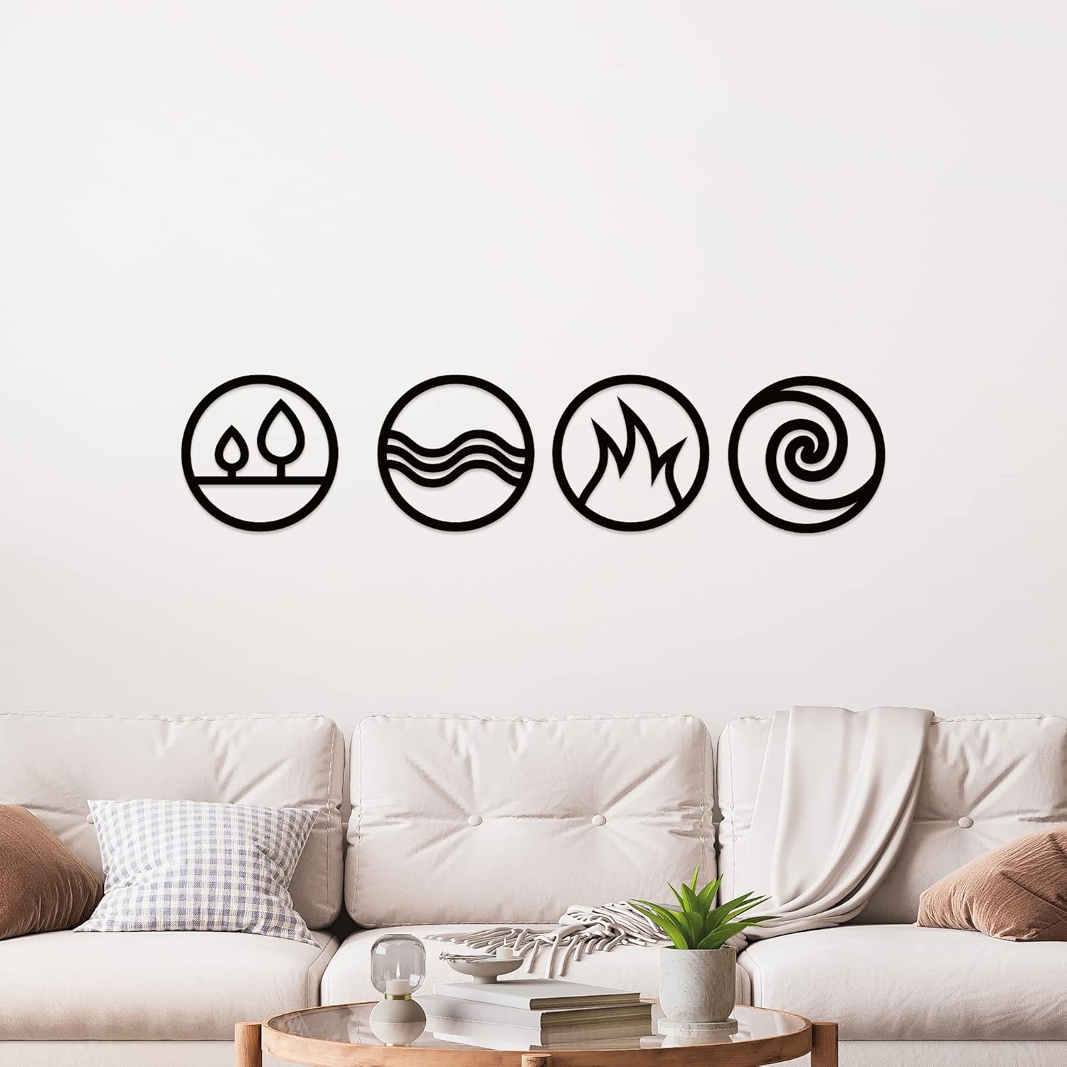 Amazon.com: DIGU - Four Elements Wooden Wall Art, Wood 4 Element Wall ...