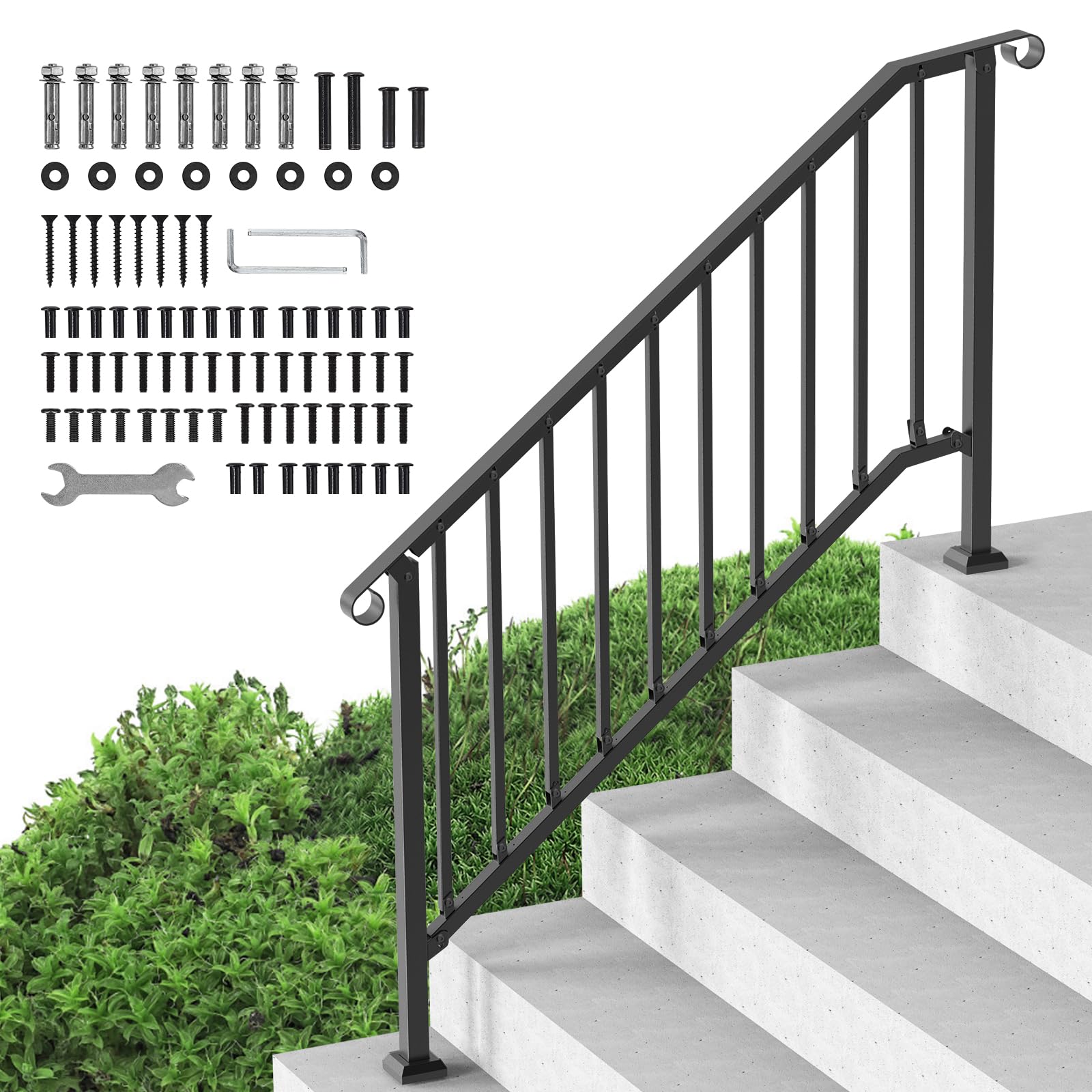 Snapklik.com : VEVOR Handrails For Outdoor Steps, 5 Step Stair Hand ...