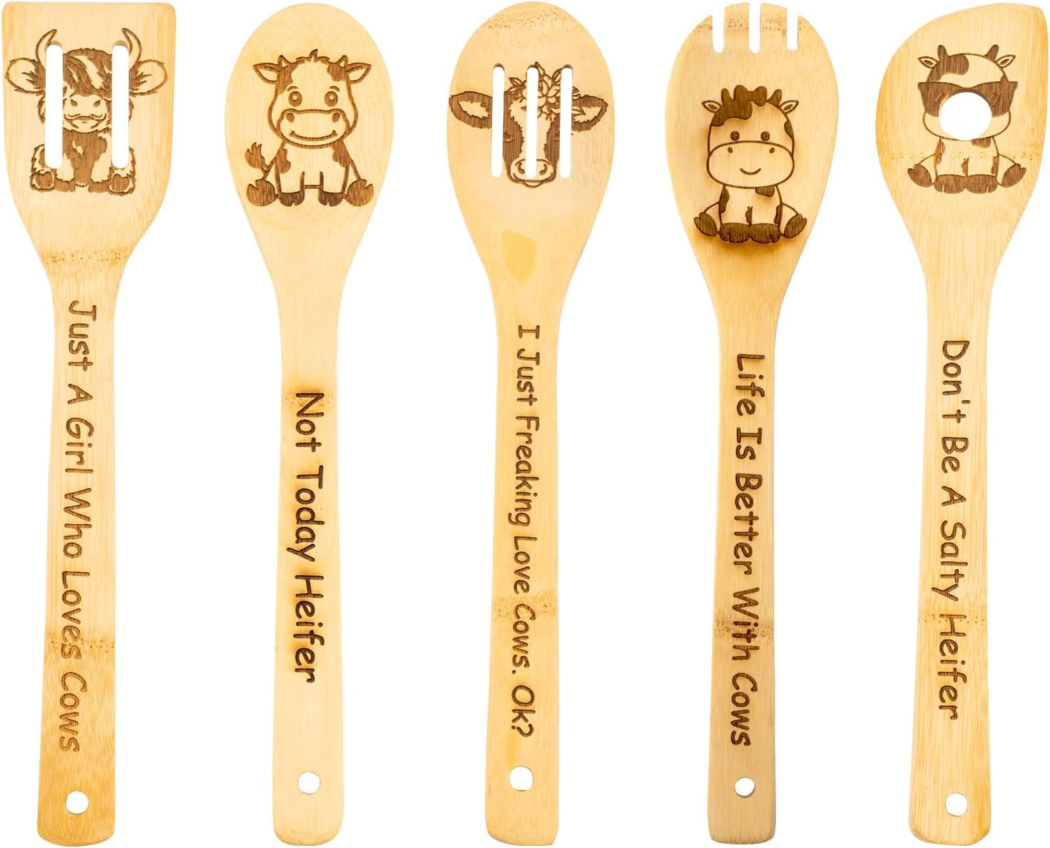 Amazon.com: Cow Wooden Spoons for Cooking, Cow Gifts for Women, Cute ...