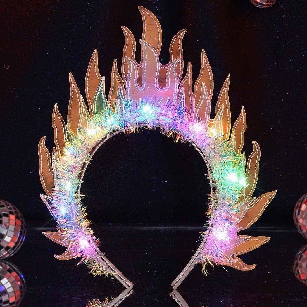 Amazon.com: GORTIN Light up Headband Fire Headbands LED Flame Hair Hoop ...