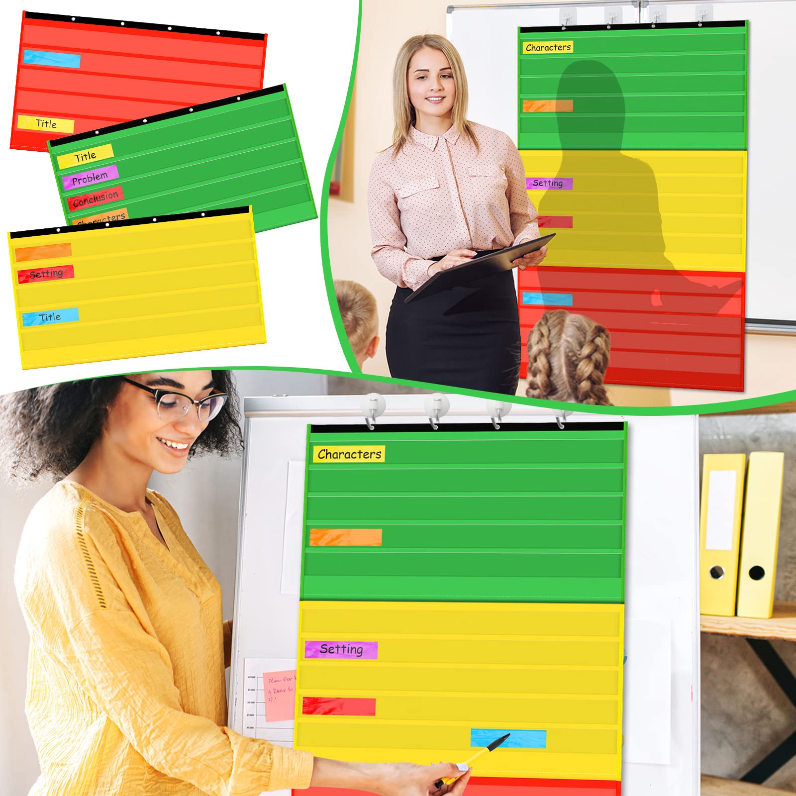 Snapklik.com : Kosiz 1 Pack Adjustable Pocket Chart Behavior Job Chart