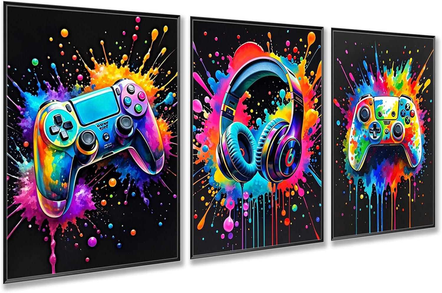 Amazon.com: 3 Pcs Gaming Room Wall Decor Game Canvas Wall Art Colorful ...